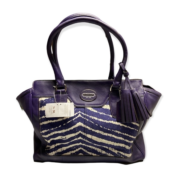 Coach | Bags | Coach Purple Legacy Print Medium Carryall Bag Nwt | Poshmark